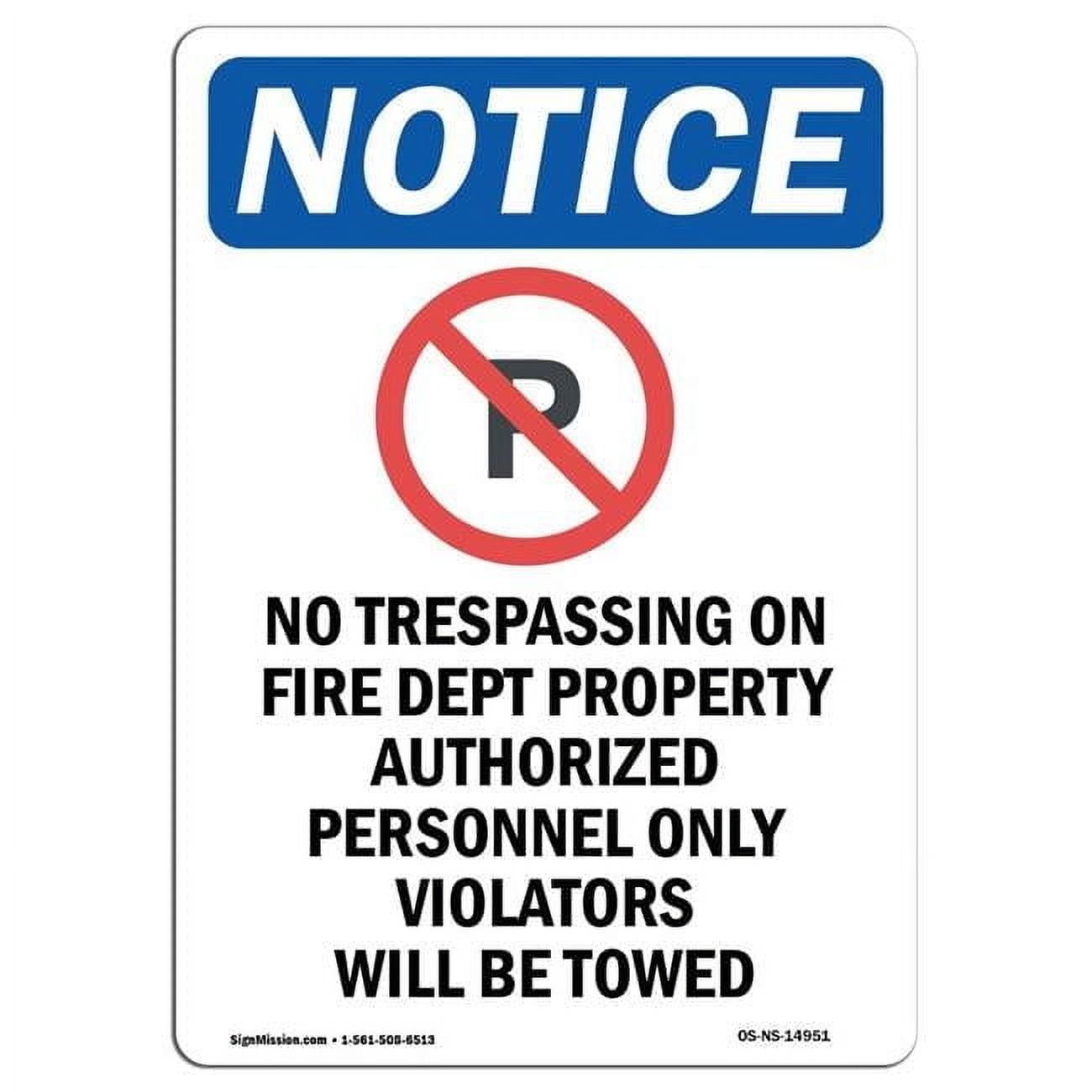 12 x 18 in. OSHA Notice Sign - No Trespassing On - Walmart.com