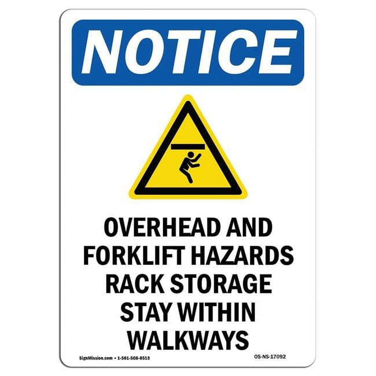 12 x 18 in. OSHA Notice Sign - Overhead & Forklift - Walmart.com