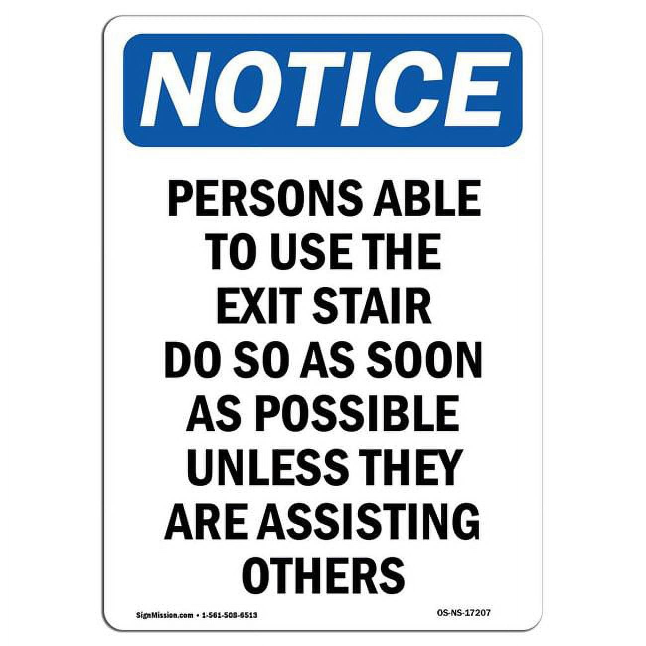 12 x 18 in. OSHA Notice Sign - Persons Able to Use the Exit Stair ...