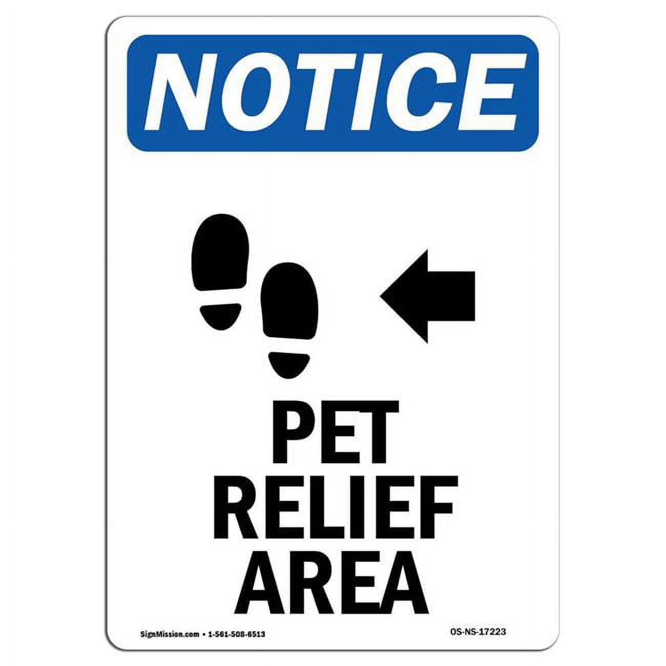 12 x 18 in. OSHA Notice Sign - Pet Relief Area Left Arrow - Walmart.com