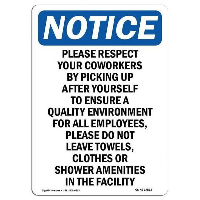 12 x 18 in. OSHA Notice Sign - Please Respect Your Coworkers - Walmart.com
