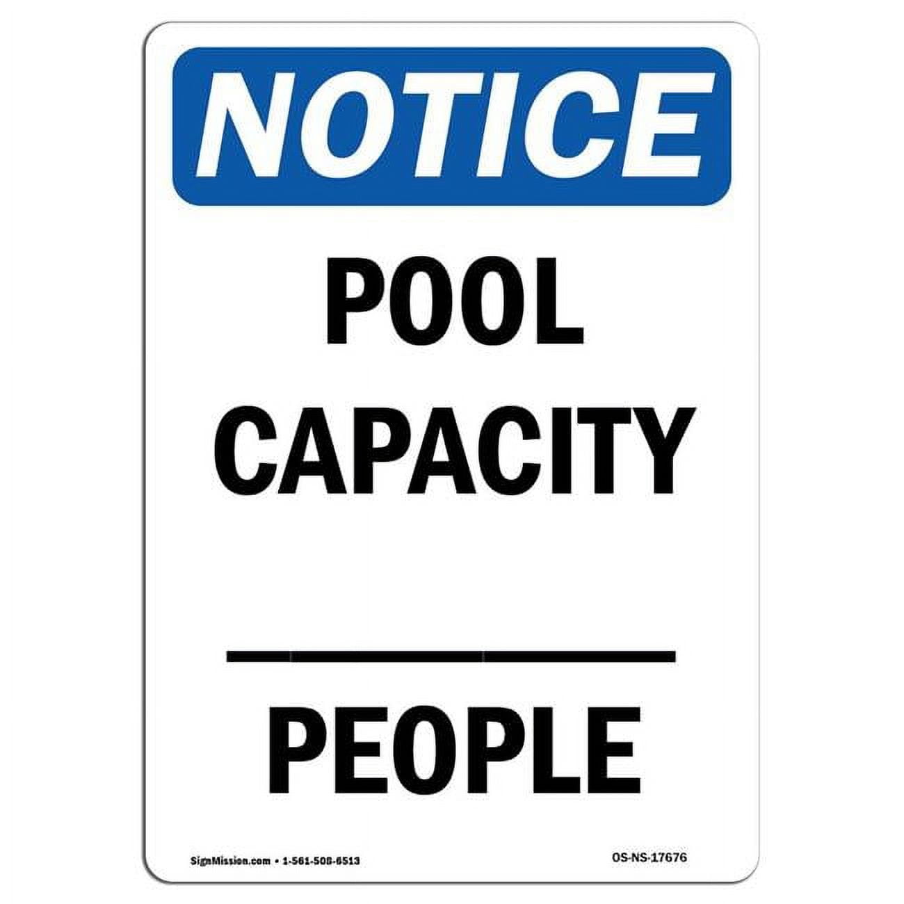 12 x 18 in. OSHA Notice Sign - Pool Capacity People - Walmart.com