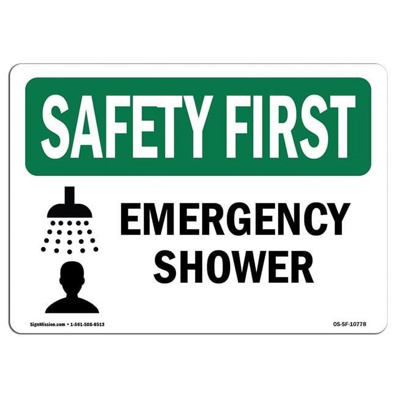 12 x 18 in. OSHA Safety First Sign - Emergency Shower - Walmart.com