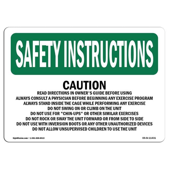 12 x 18 in. OSHA Safety Instructions Sign - Caution Read Directions in ...