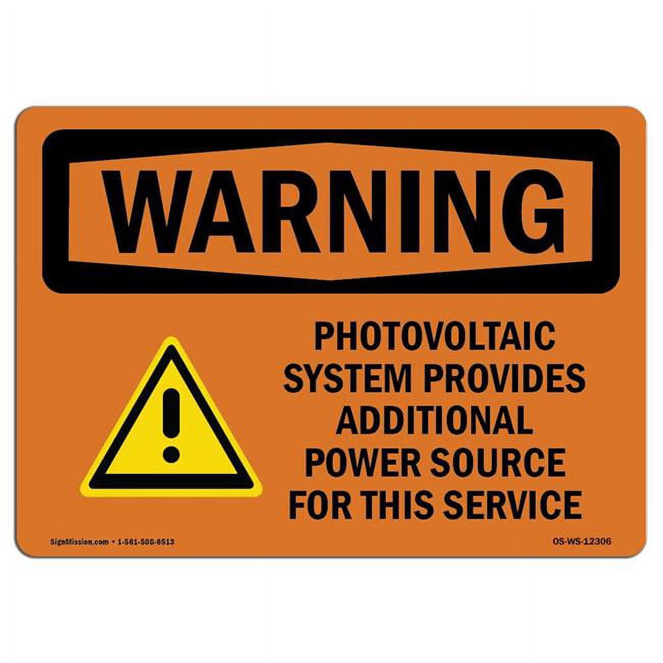 12 x 18 in. OSHA Warning Sign - Photovoltaic System Provides with ...