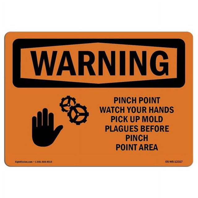 12 x 18 in. OSHA Warning Sign - Pinch Point Watch Your Hands with ...