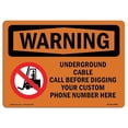 12 x 18 in. OSHA Warning Sign - Underground Cable Call Custom - Walmart.com