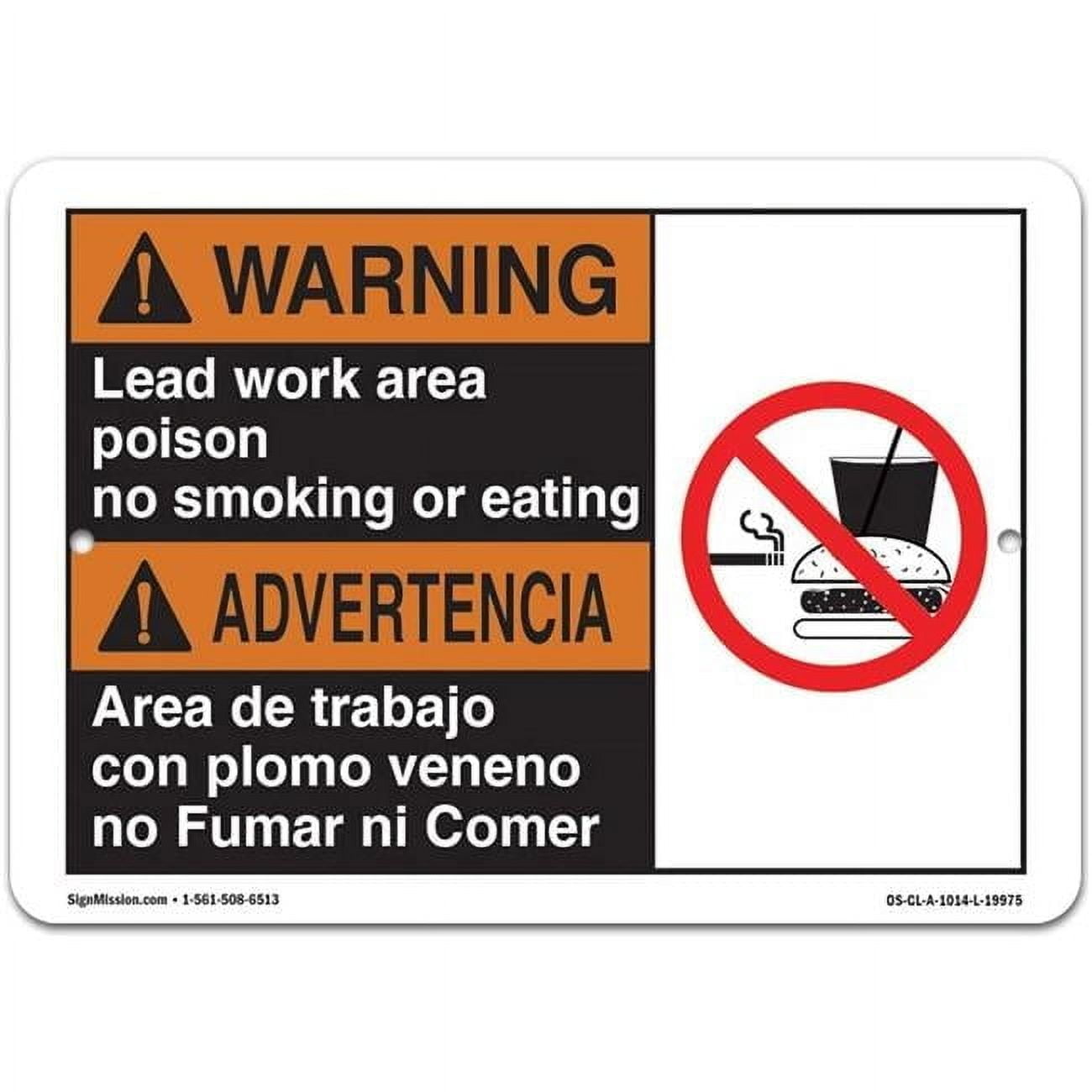 12 x 18 in. OSHA Warning Sign - Warning Lead Work Area Poison No ...