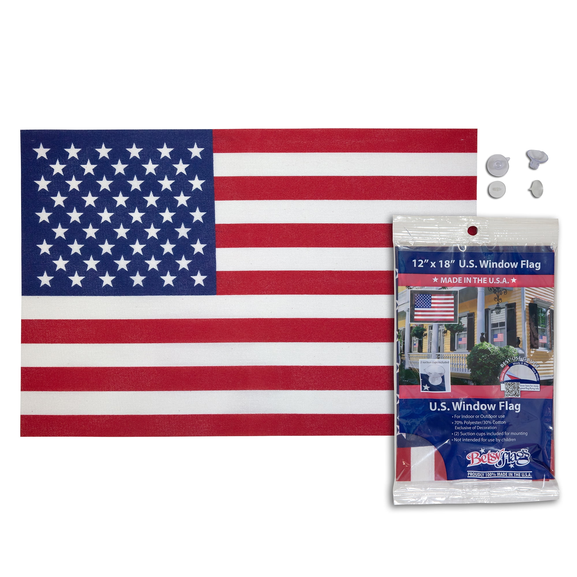 12 x 18 in. Printed Polycotton Betsy Flag's American Window Flag Kit ...