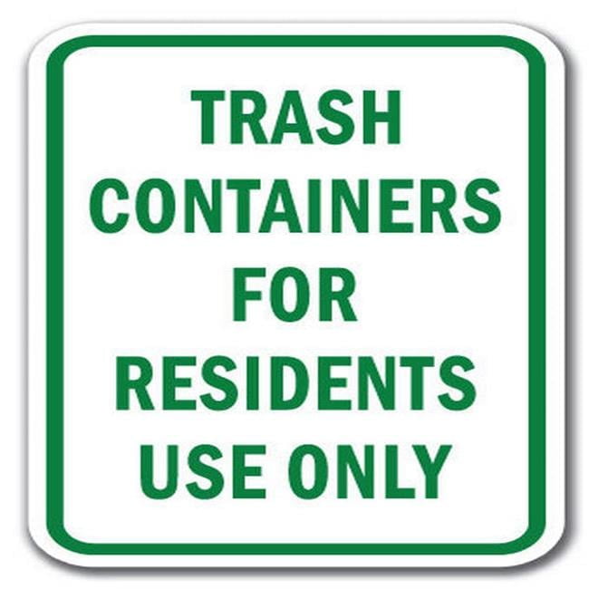 12 x 18 in. Trash Containers for Residents Only Heavy Gauge Aluminum ...