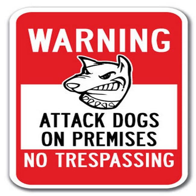 12 x 18 in. Warning Attack Dogs On Premises No Trespassing Heavy Gauge ...