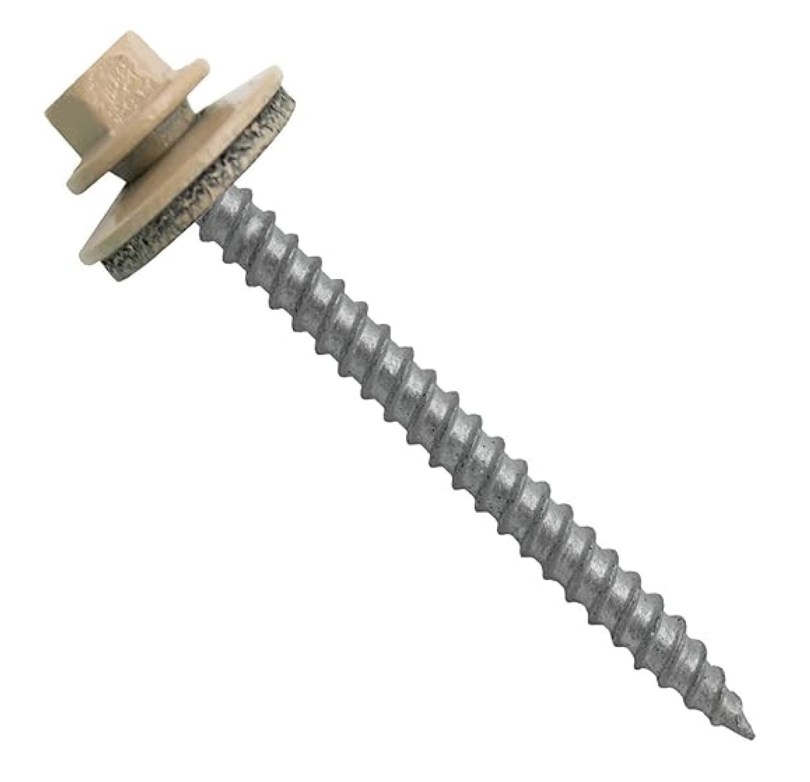 12 x 2-1/2" TAN Metal Roofing Screws - Hex Washer Head- Self-Starting ...