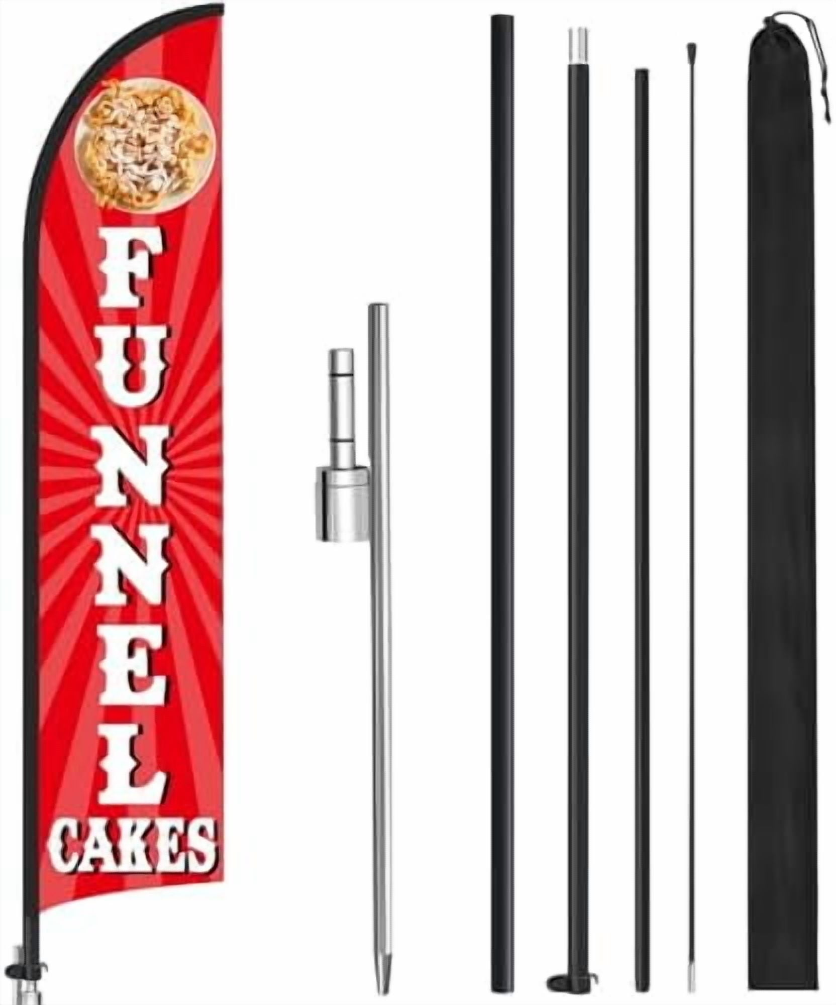 12 x 2.5 ft Funnel Cakes Windless Swooper Flag Feather Banner with 15 ...