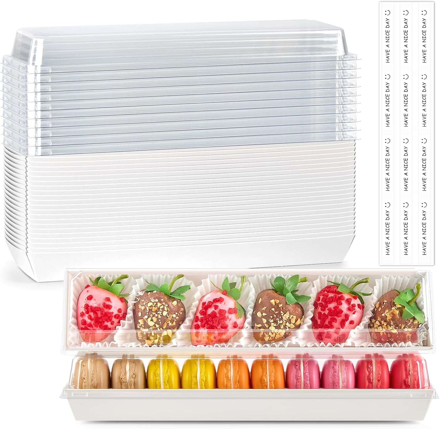 12 x 2.6 x 2 Inch Chocolate Covered Strawberry Boxes with Clear Lids ...