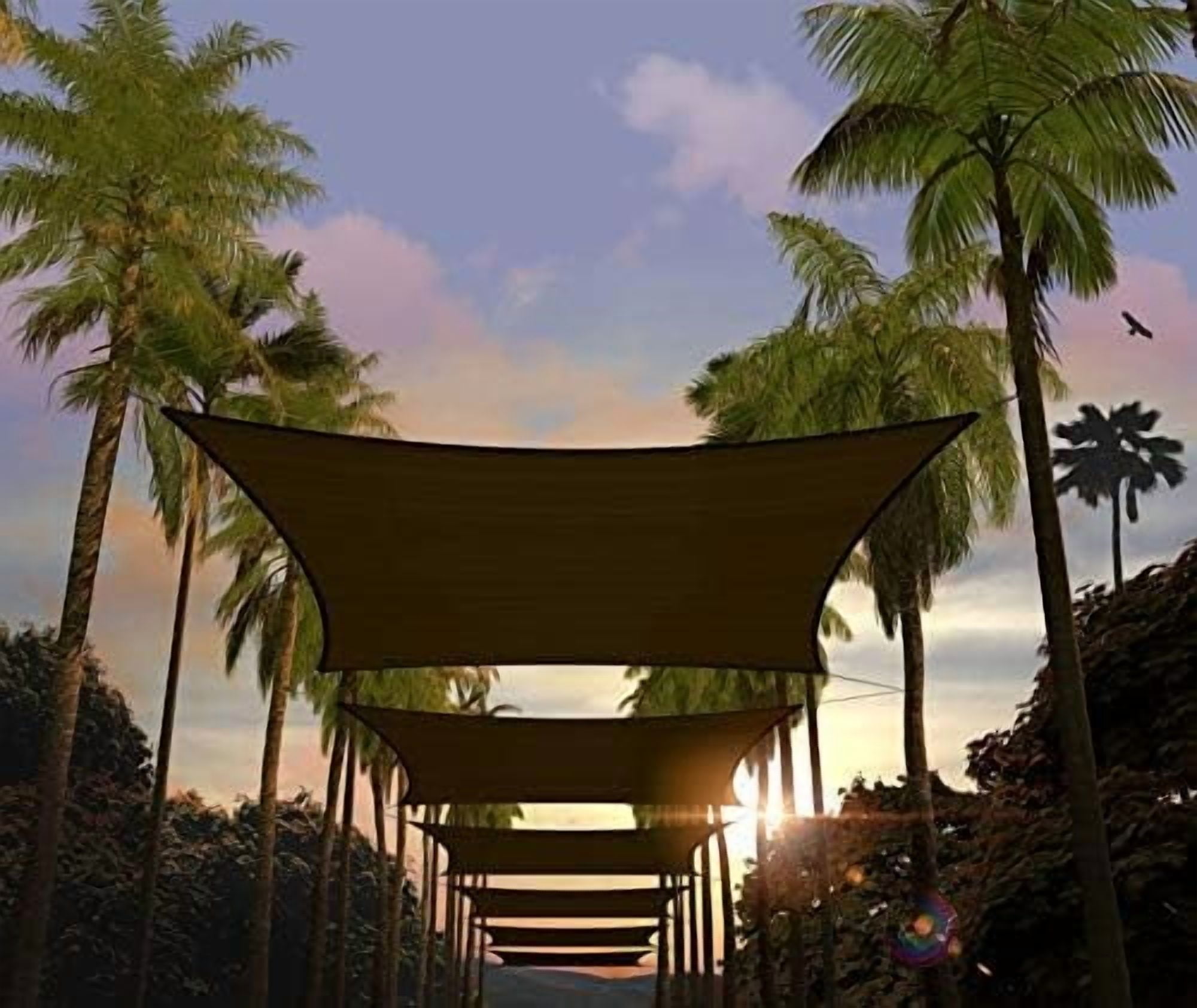 12' x 20' Brown Rectangle Square Sun Shade Sail Canopy Awning Fabric ...