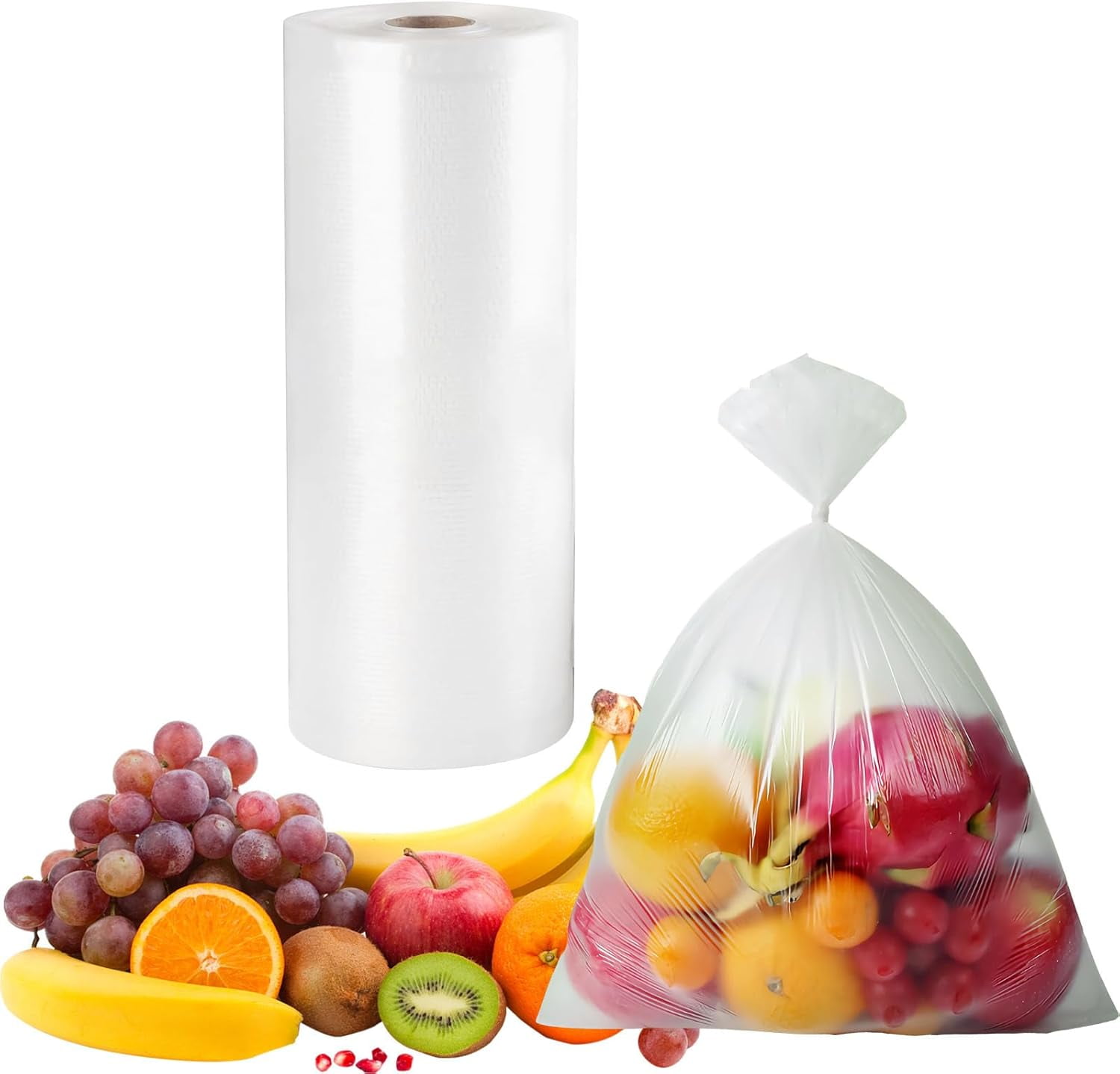 12" x 20" Clear Plastic Produce Bag on a Roll, Food Storage Bags for ...