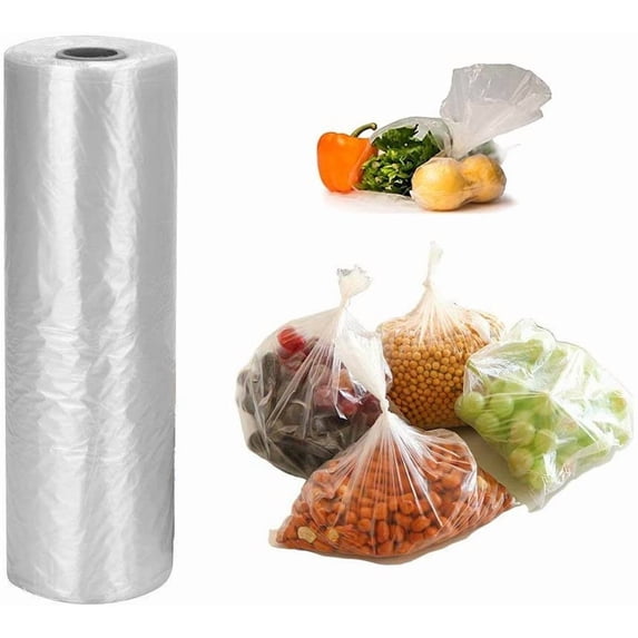 12 x 20 Inches Plastic Produce Bags, 350 Bags per Roll, Clear Reusable ...