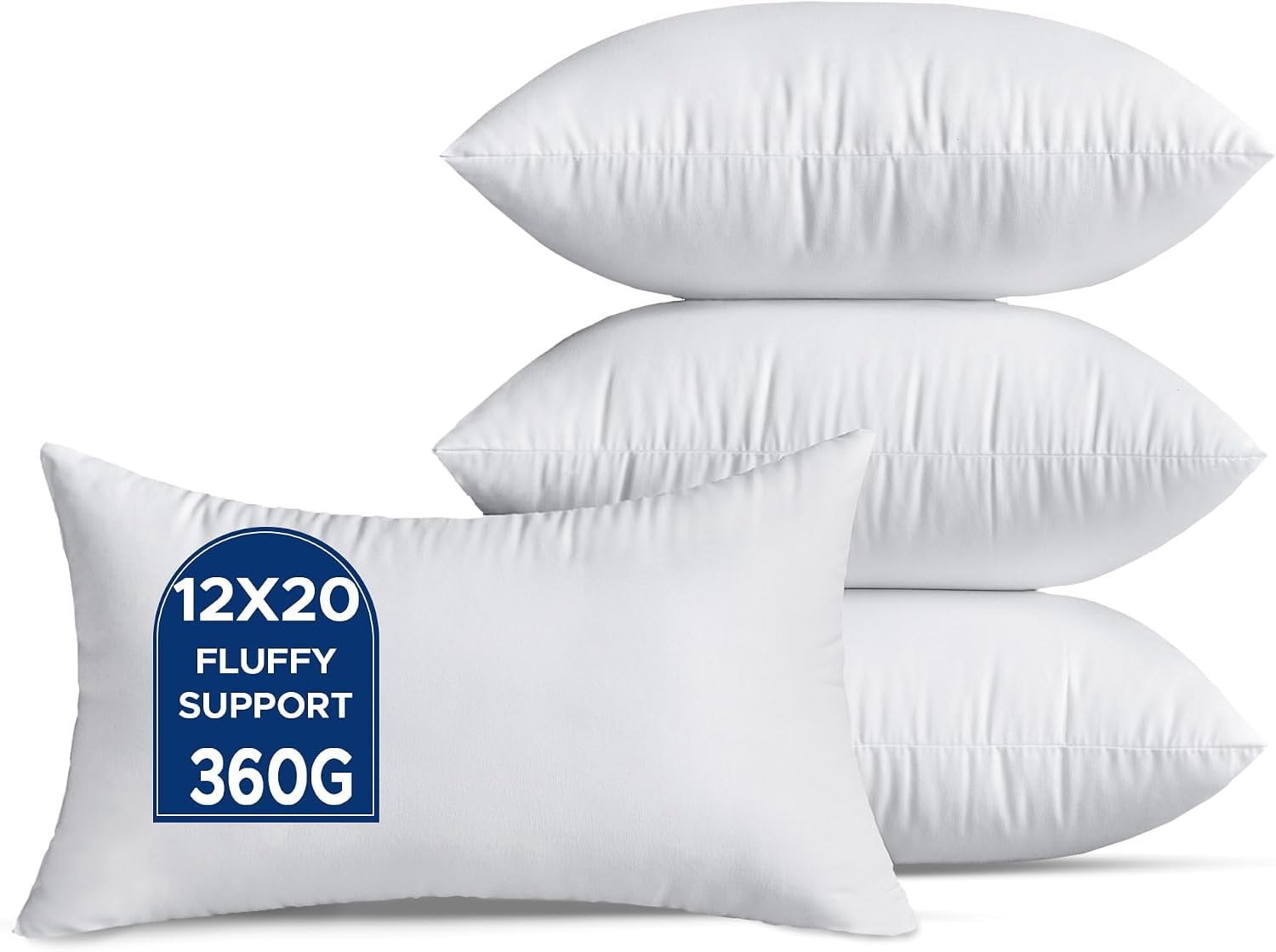 12 x 20 Throw Pillow Inserts Pack of 4 Small White Decorative Pillows ...