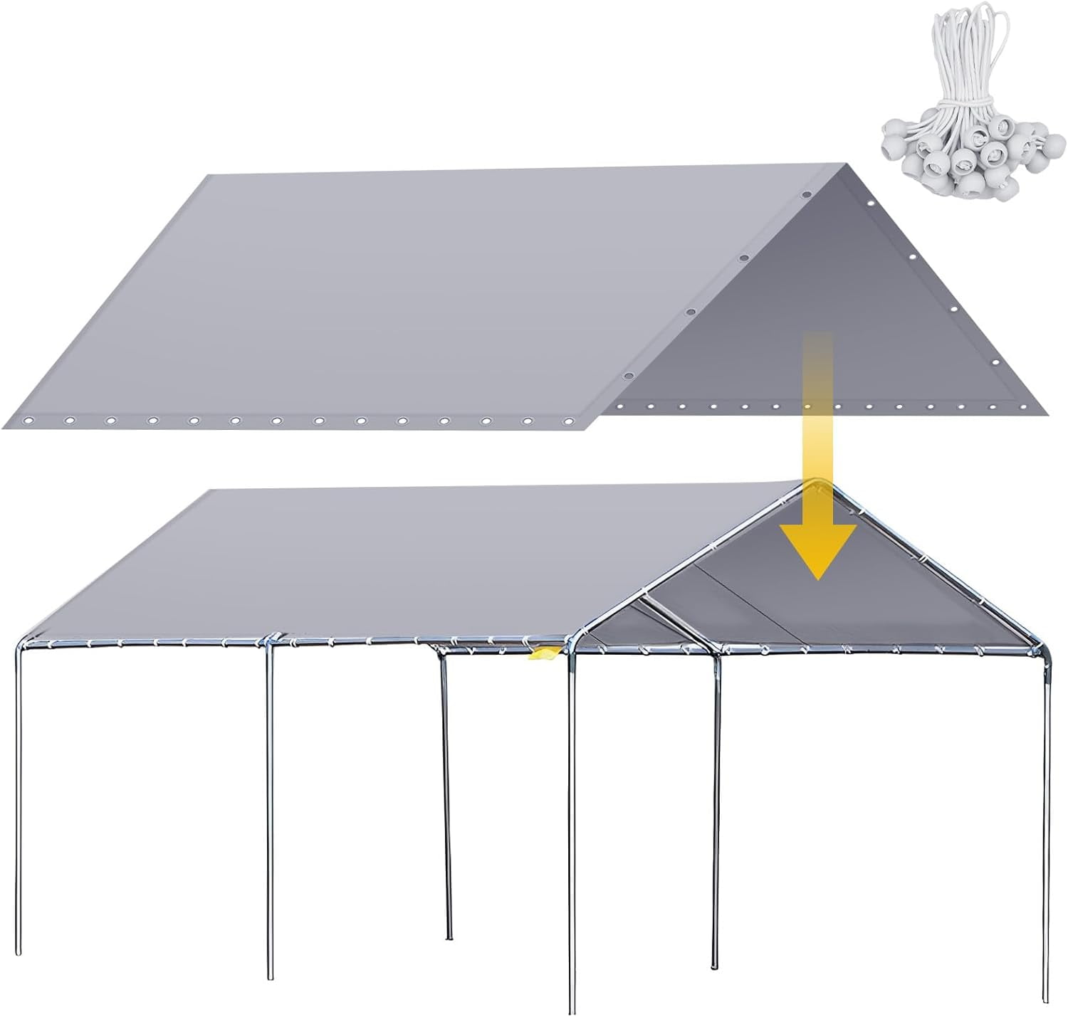 12 x 20 ft Heavy Duty Canopy Replacement Cover Waterproof Carport ...