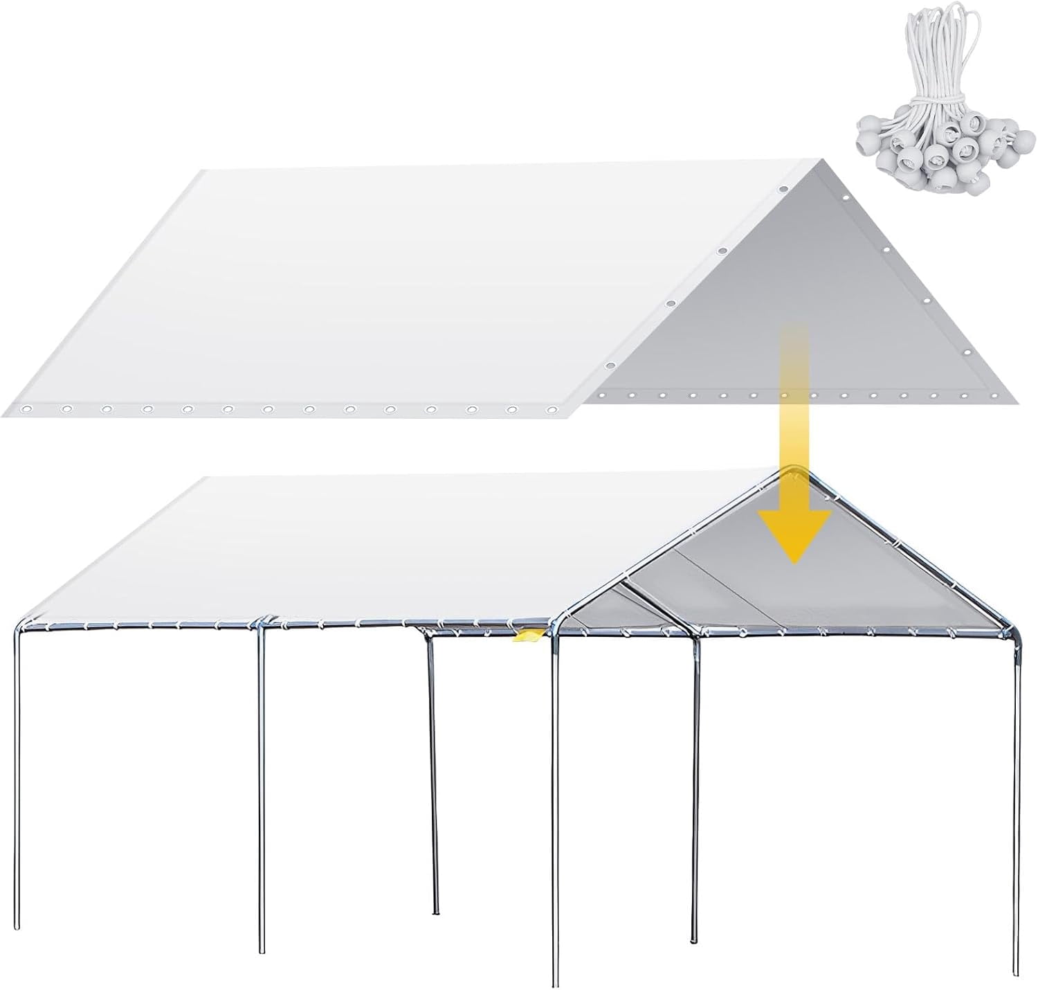 12 x 20 ft Heavy Duty Carport Canopy Waterproof Garage Car Shelter Tarp ...