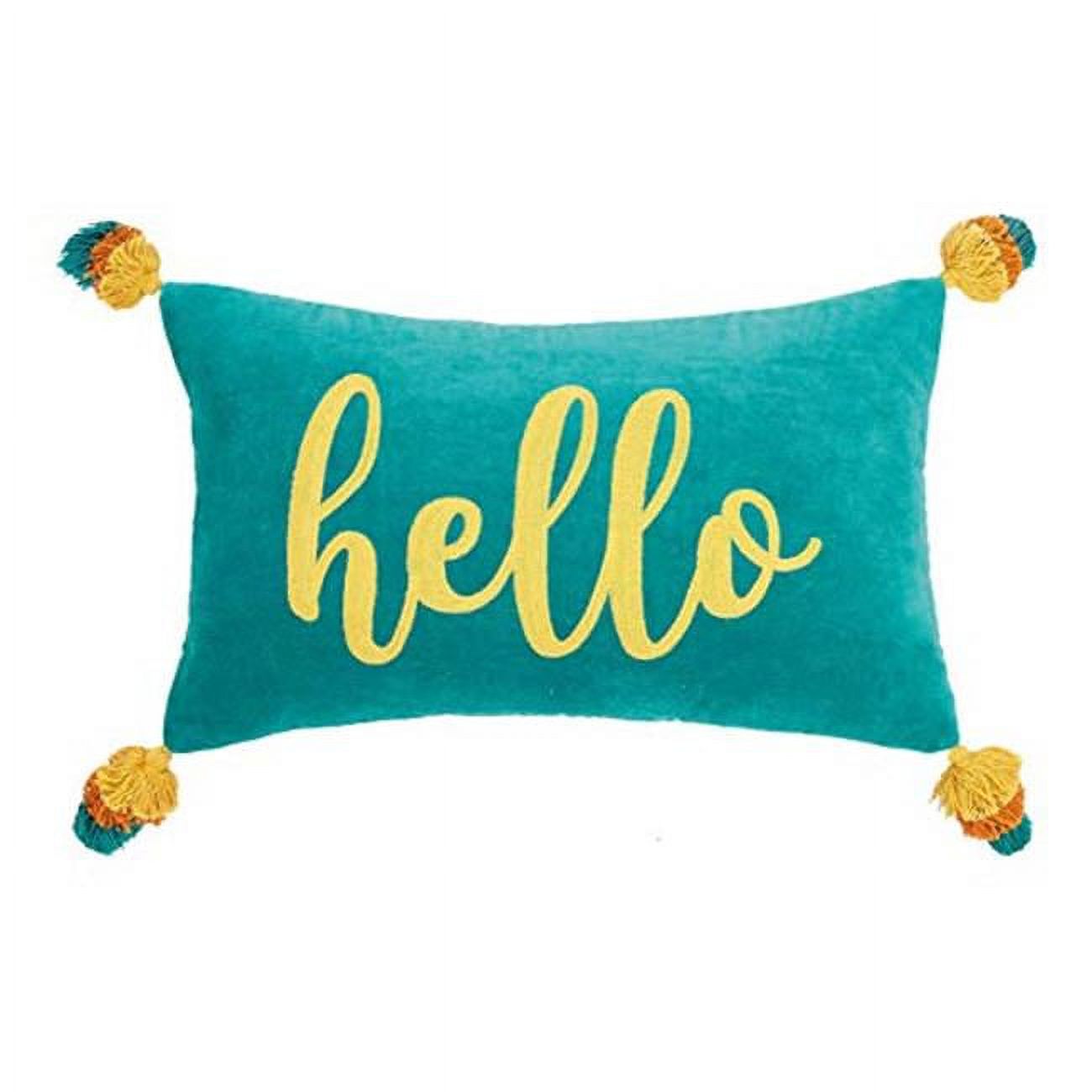 12 x 20 in. Hello Tassels Embroidered Pillow, Teal - Walmart.com