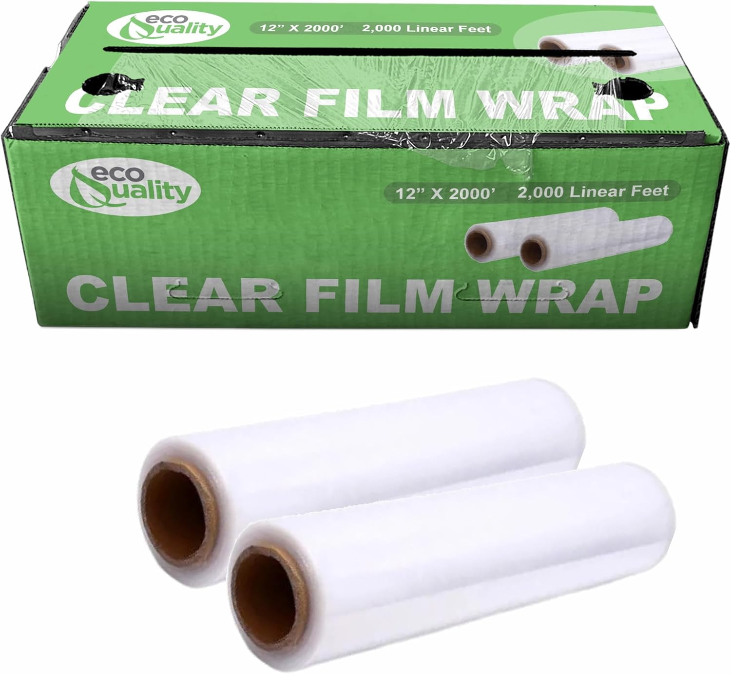 12" x 2000FT Clear Cling PE Food Wrap, Plastic Cling Wrap with ...