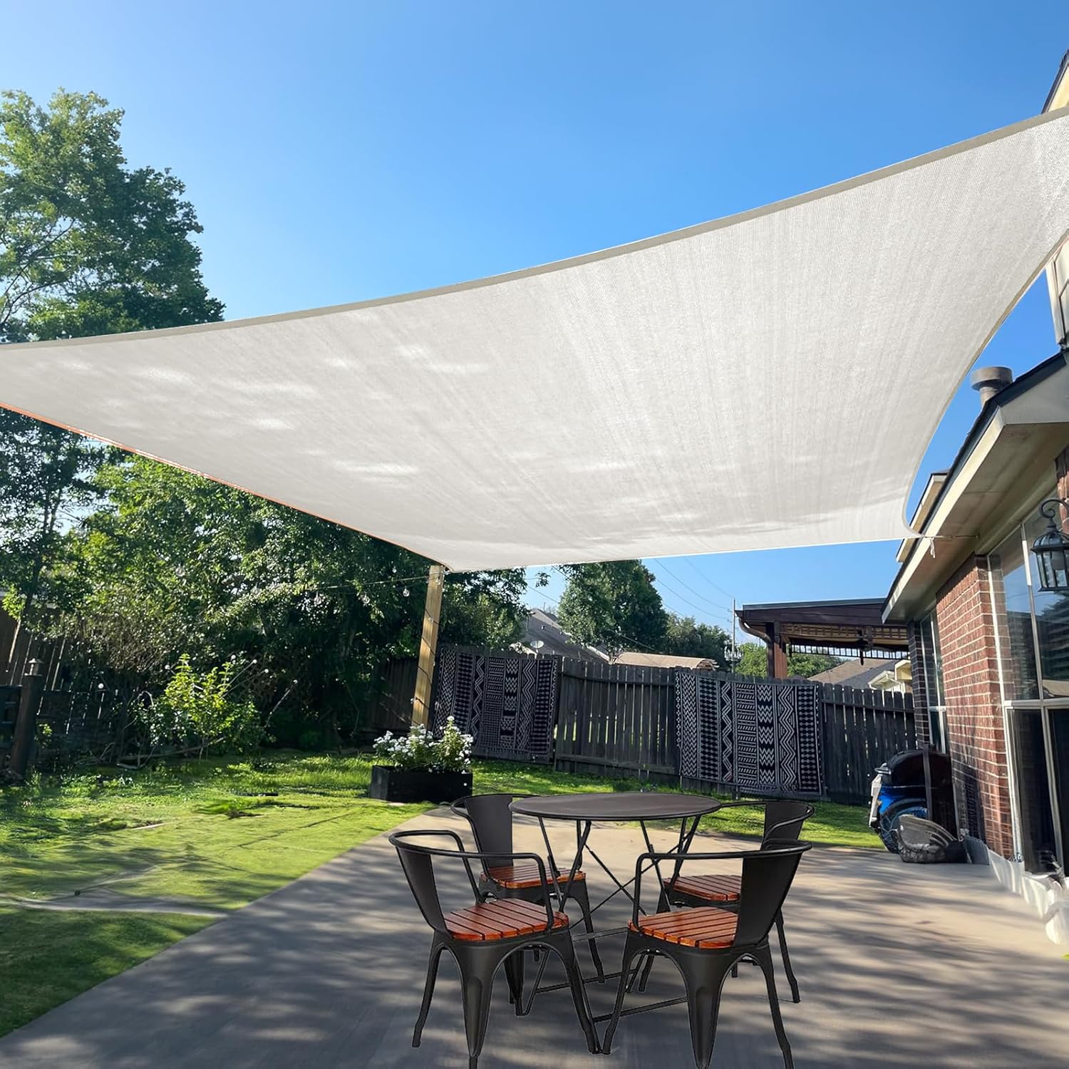 12' x 22' Peach Rectangle Sun Shade Sail, UV Block, Outdoor Canopy ...