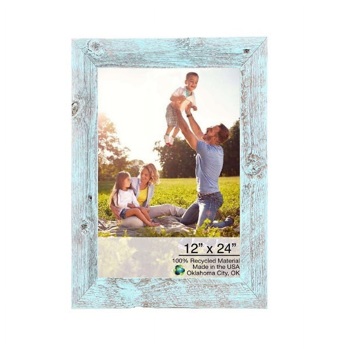 12" x 24" Rustic Farmhouse Light Aqua Blue Wood Frame - Walmart.com