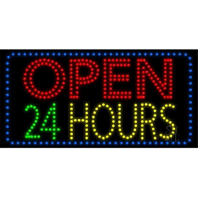 12 x 24 in. Open 24 Hours Animated LED Sign, Multi Color - Walmart.com