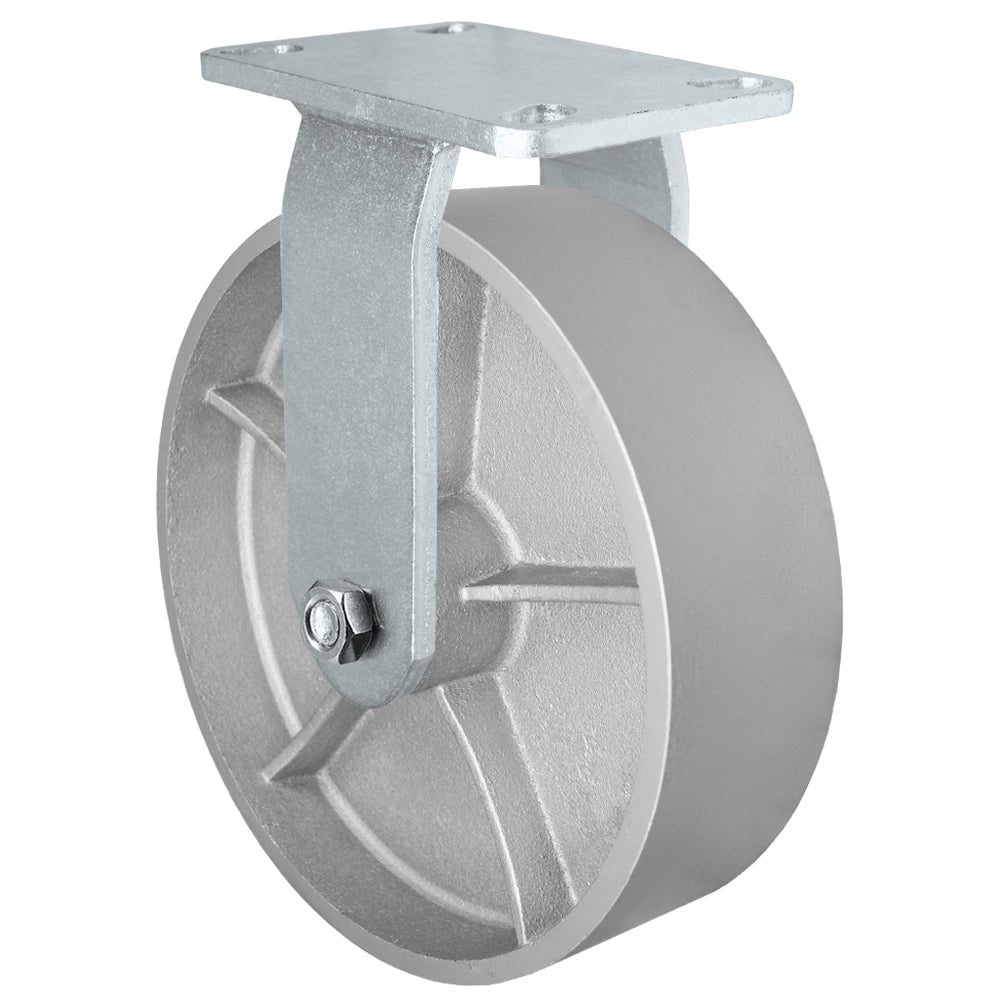 12" x 3" Kingpinless Heavy Duty Rigid Caster - Gray Iron Steel Wheel ...
