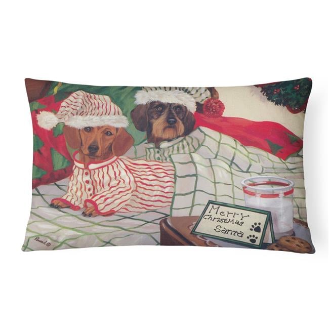 12 x 3 x 16 in. Dachshund Christmas Waiting for Santa Canvas Fabric ...
