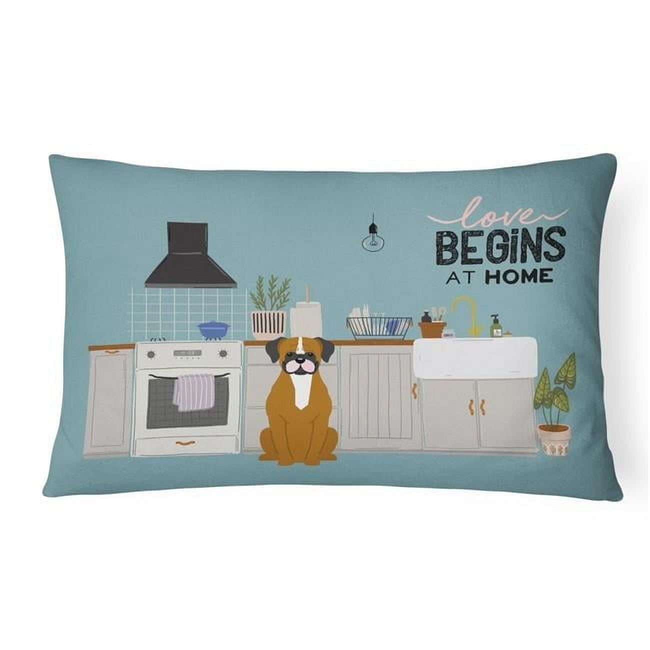 12 x 3 x 16 in. Flashy Fawn Boxer Kitchen Scene Canvas Fabric ...