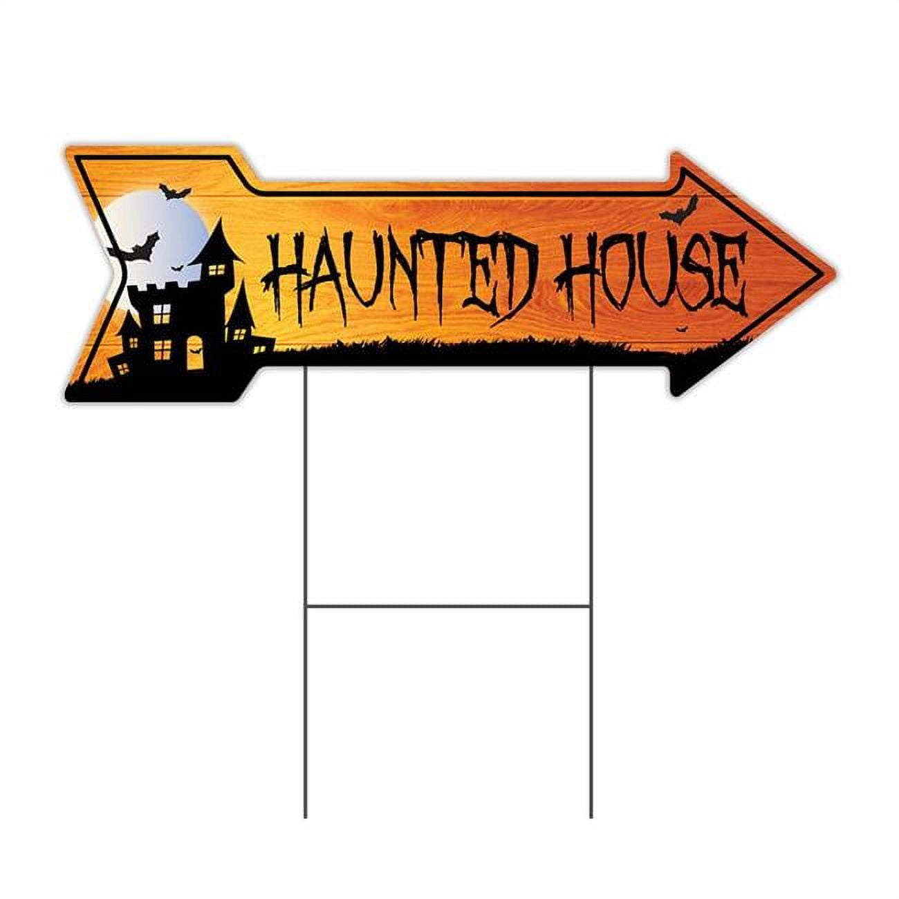 12 x 36 in. Corrugated Plastic Single Sided Arrow Sign - Haunted House ...