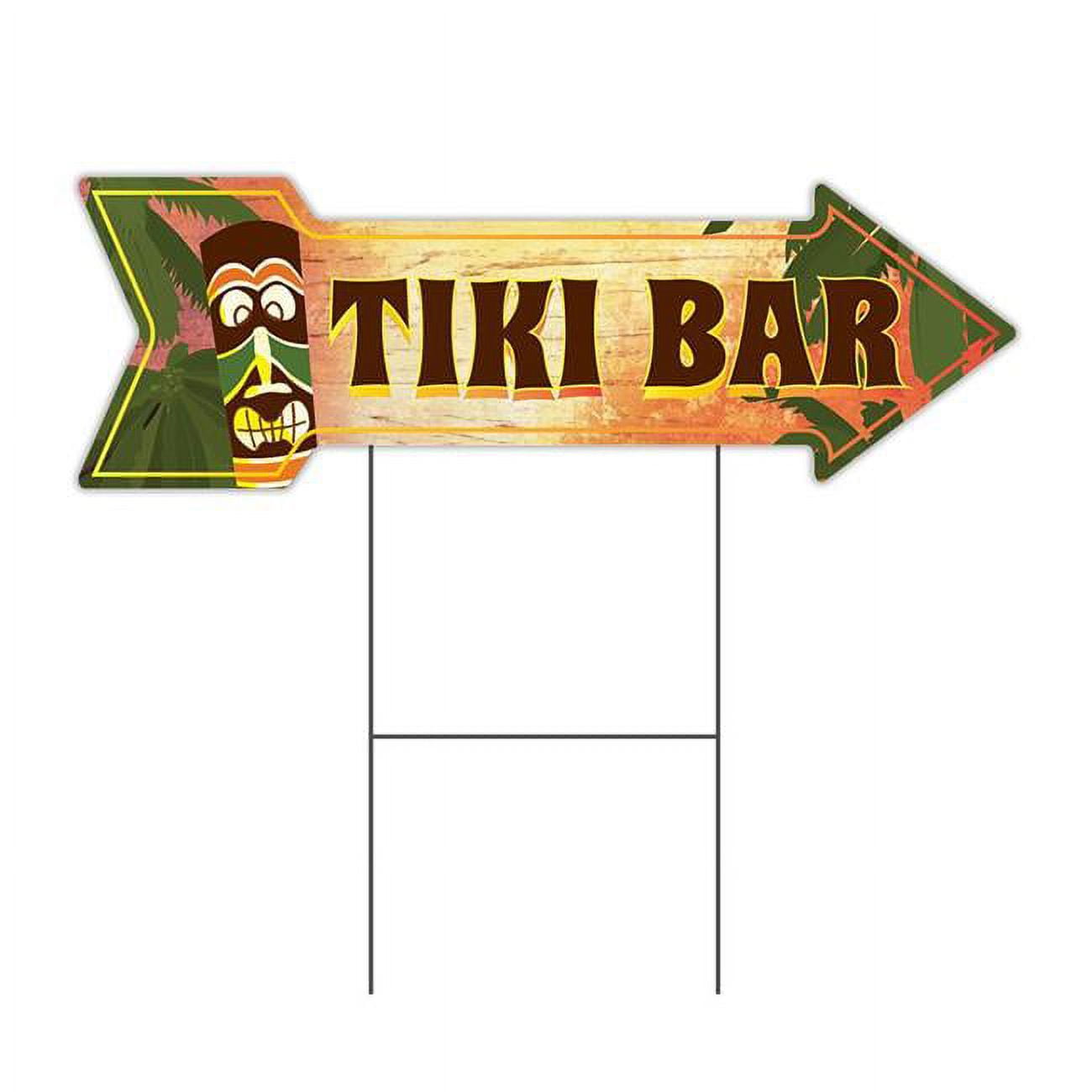 12 x 36 in. Corrugated Plastic Single Sided Arrow Sign - Tiki Bar 2 ...