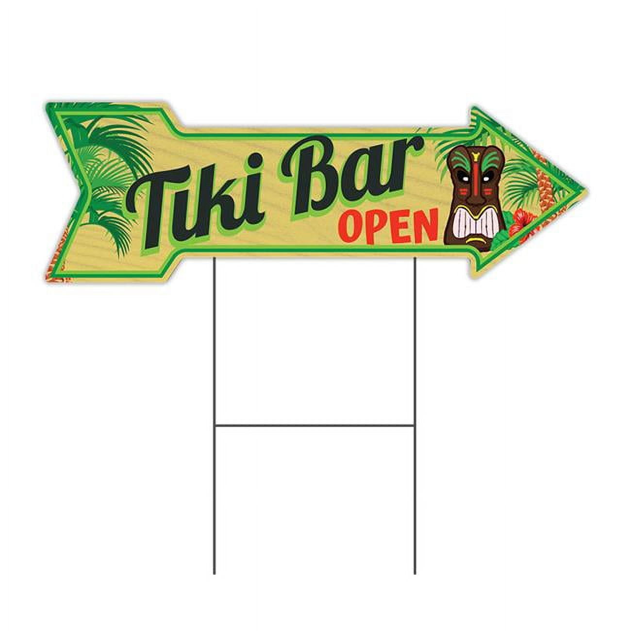 12 x 36 in. Corrugated Plastic Single Sided Arrow Sign - Tiki Bar ...