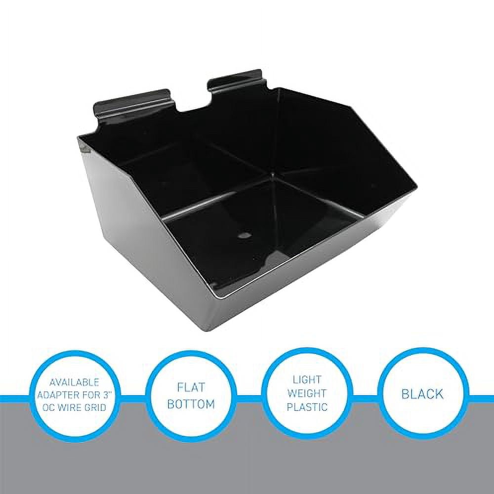 12 x 5 ½ x 9 ½ inch Black Plastic Dump Bin - For Slatwall - Set of 2 ...