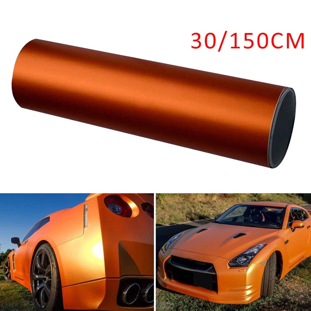 12" x 60" Satin Matte Chrome Metallic Orange Vinyl Film Wrap Sticker ...