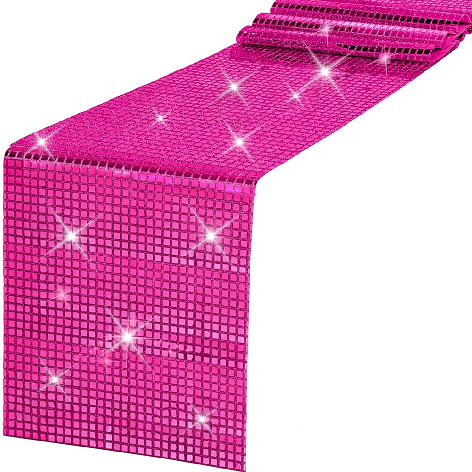 12 x 71 Inches Glitter Disco Party Table Runner Silver Sparkle Sequin ...