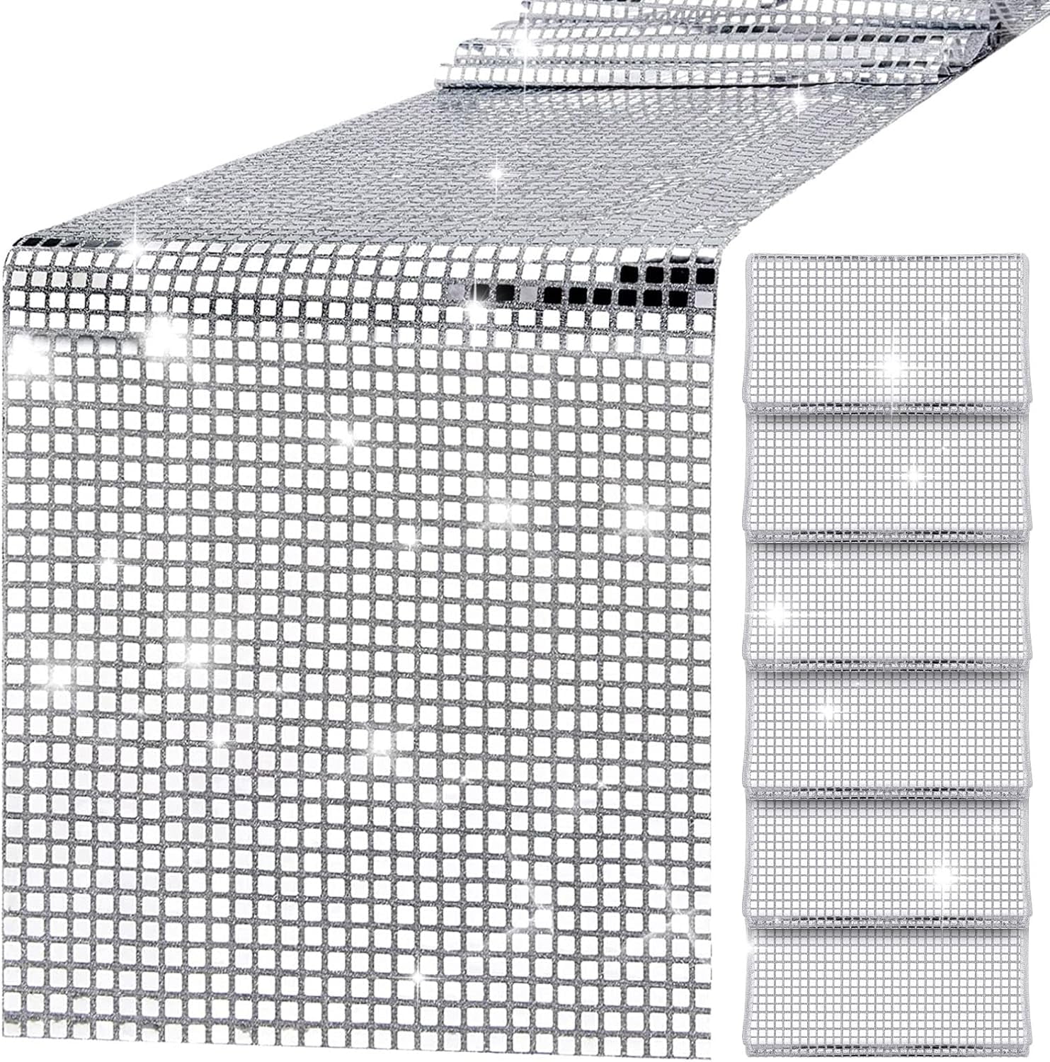 12 x 71 Inches Glitter Disco Party Table Runner Silver Sparkle Sequin ...