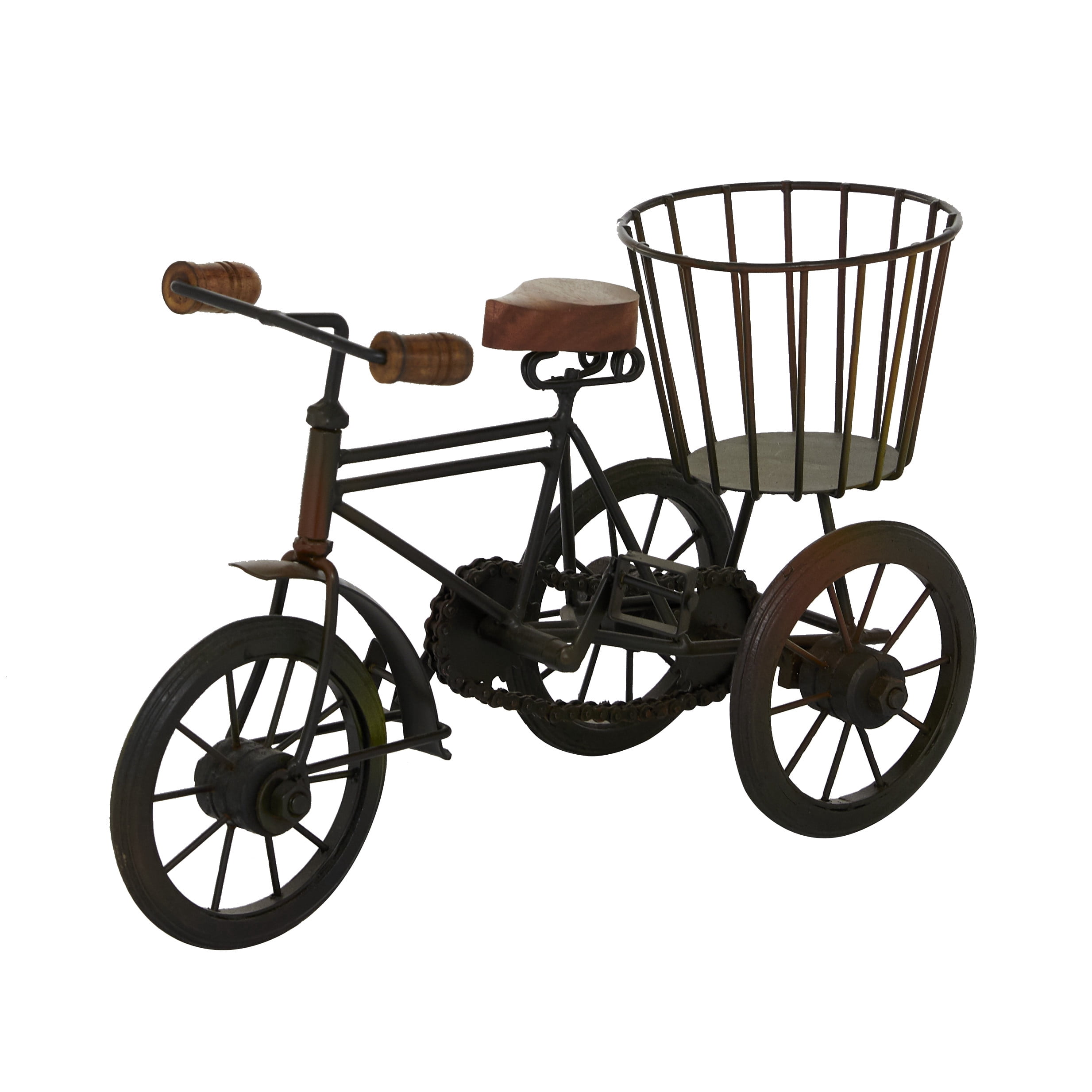 12" x 8" Brown Metal Bike Sculpture with Wood Accents, by DecMode ...