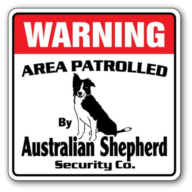 12 x 8 in. Australian Shepherd Security Decal - Area Patrolled Gag ...