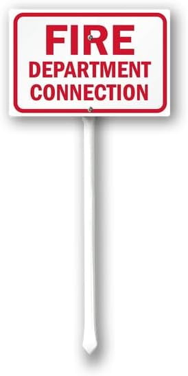 12 x 8 inch Fire Department Connection Yard Sign with Stake, Set of 1 ...