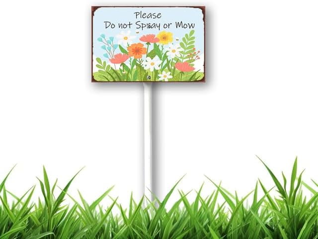 12 x 8 inch Please Do not Spray or Mow Lawn Yard Sign with Stake ...