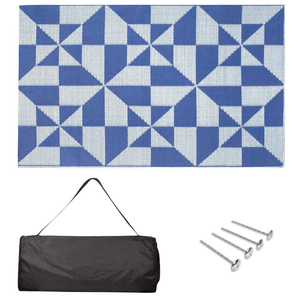 12’x 9′ Large RV Outdoor Mat with Carry Bag, Patio Rug Camping Rugs ...