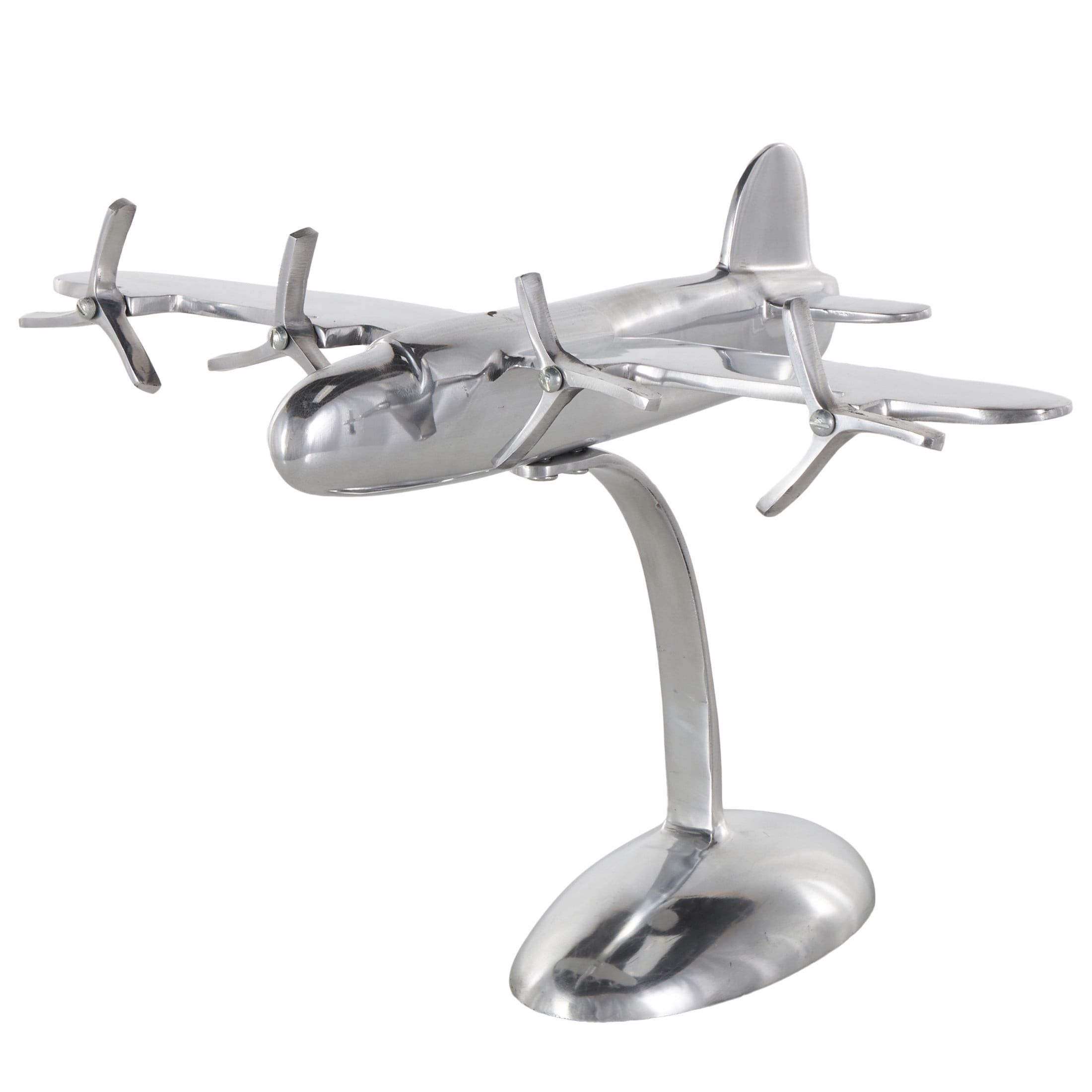 11" x 9" Silver Aluminum Metal Airplane Sculpture, by DecMode - Walmart.com