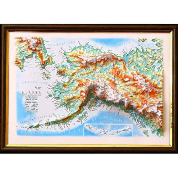 12 x 9 in. Alaska Raised Relief Map, Framed - Gift Size - Walmart.com