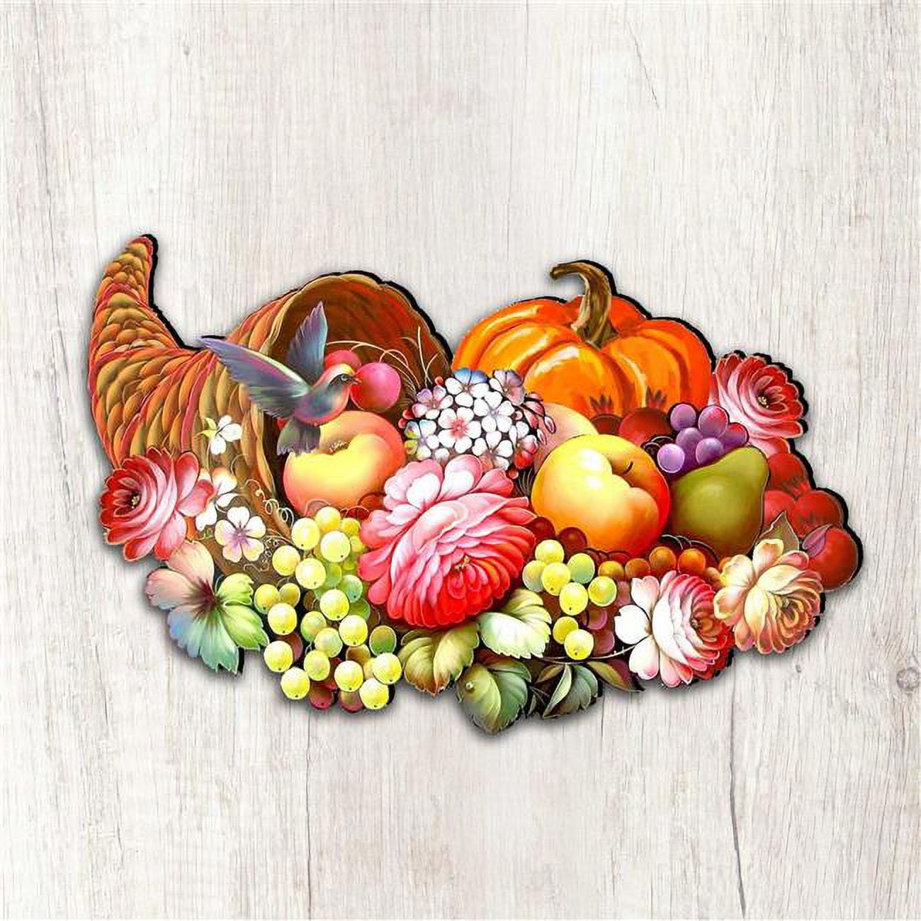 12 x 9 in. Floral Cornucopia Halloween Outdoor Decor Large Ornaments ...