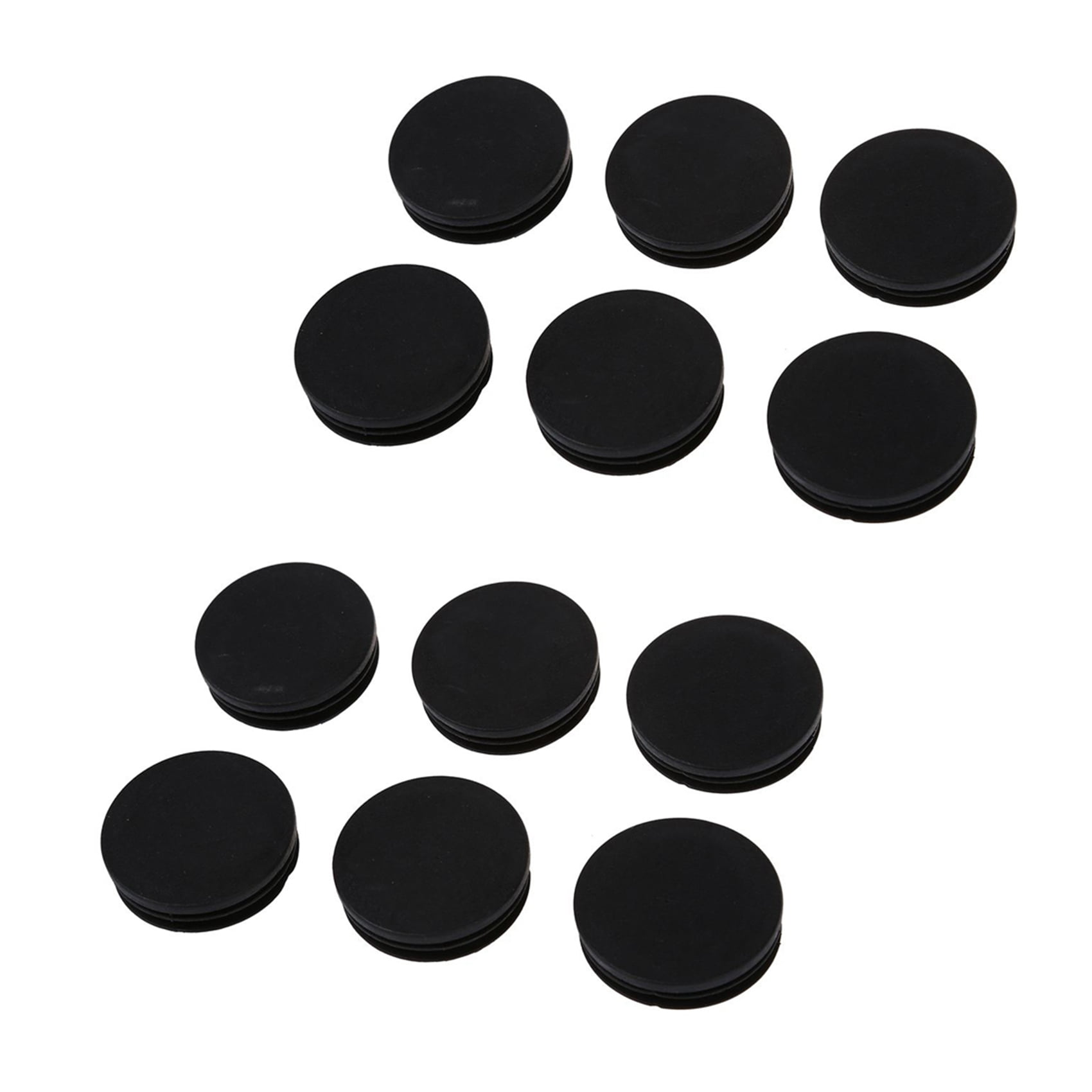 12 x Black Plastic 50mm Dia Round Tubing Tube Insert Caps Covers ...