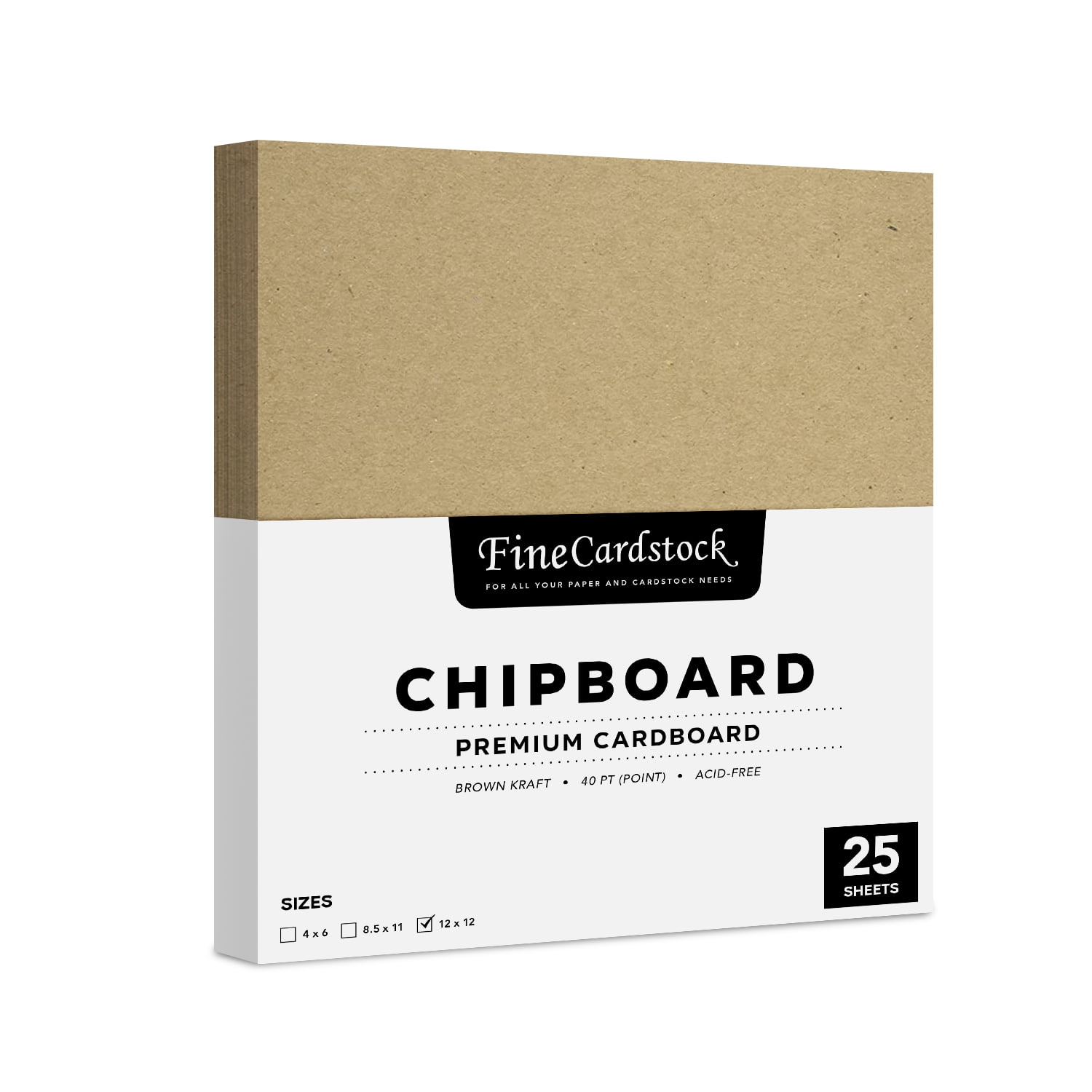 12" x 12" Chipboard Heavyweight 40 Pt (Point) Cardboard Scrapbook ...