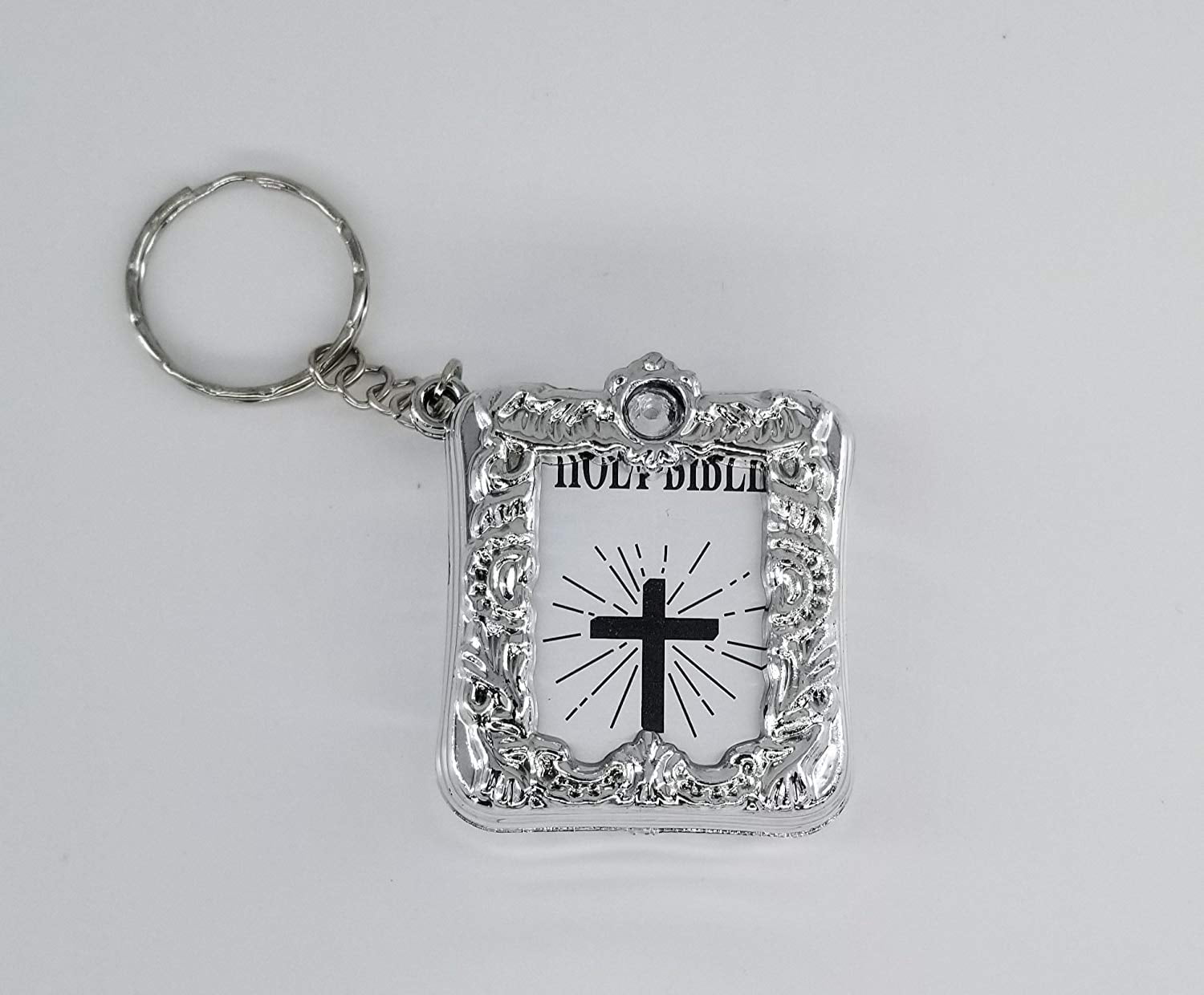 12 x Mini Bible Keychain English Silver Holy Bible Religious Favor ...